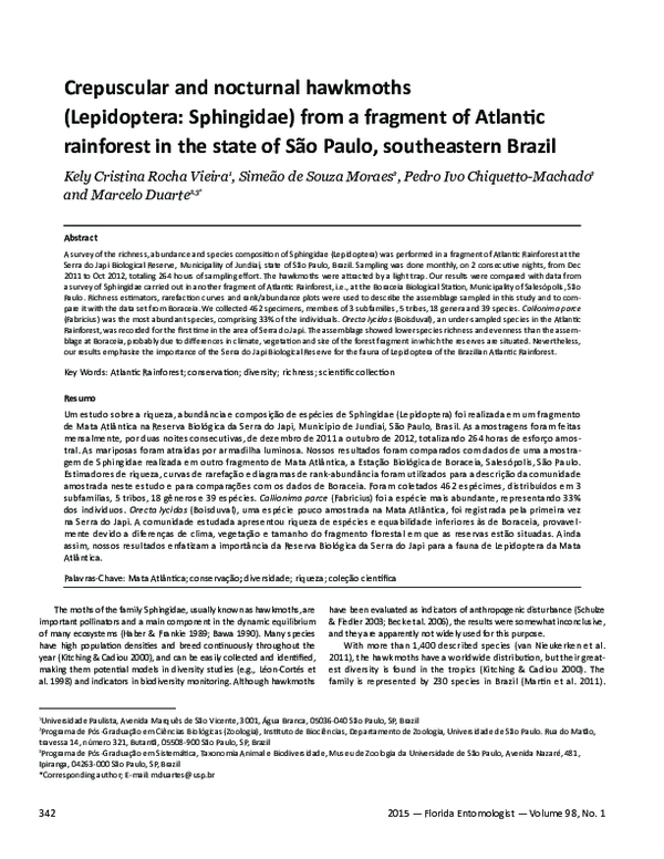 (PDF) Crepuscular and nocturnal hawkmoths (Lepidoptera: Sphingidae ...