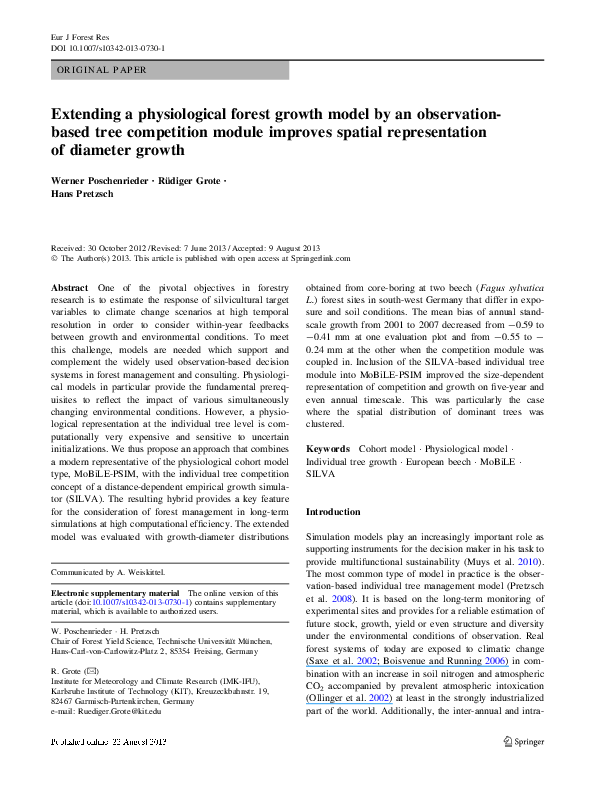 (PDF) Extending a physiological forest growth model by an observation ...