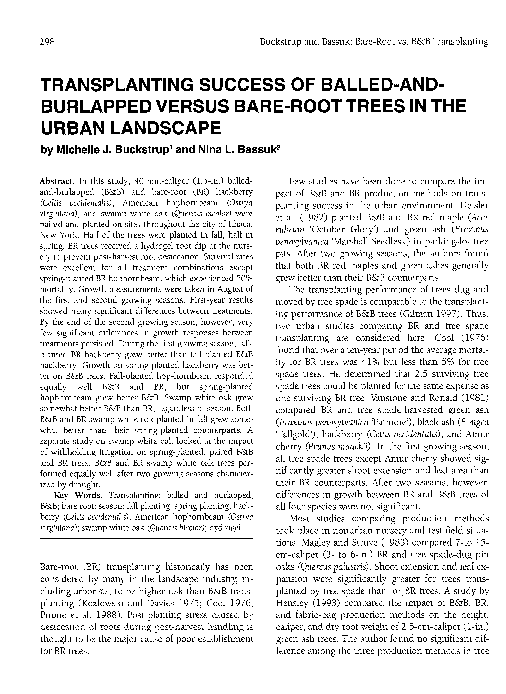(PDF) Transplanting success of balled-and-burlapped versus bare-root ...