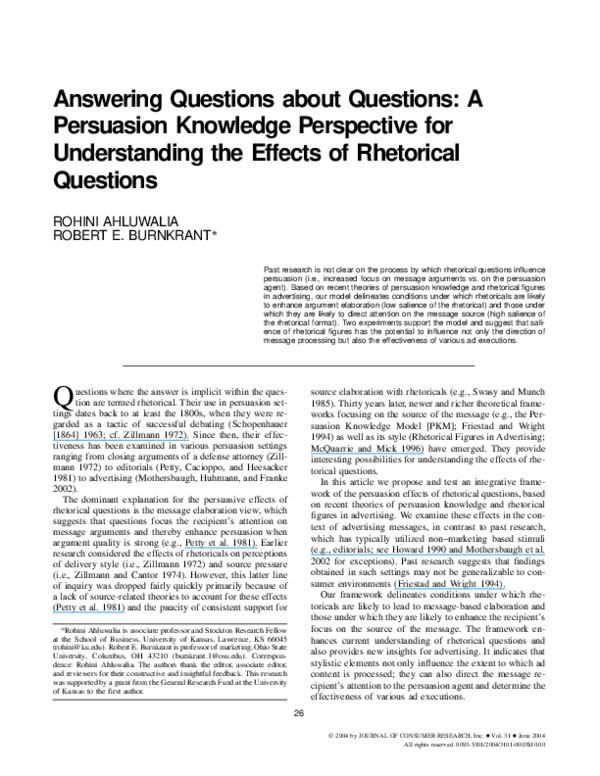 (PDF) Answering Questions about Questions: A Persuasion Knowledge ...