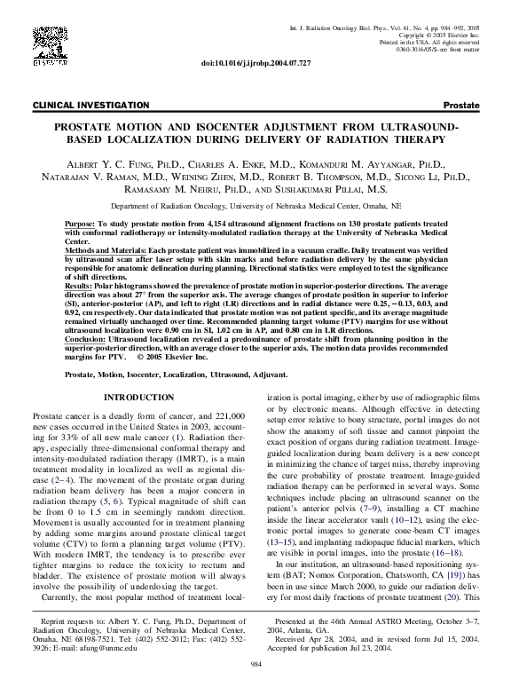 Pdf Technical Considerations For Positioning And Placement Of A Transperineal Ultrasound Probe