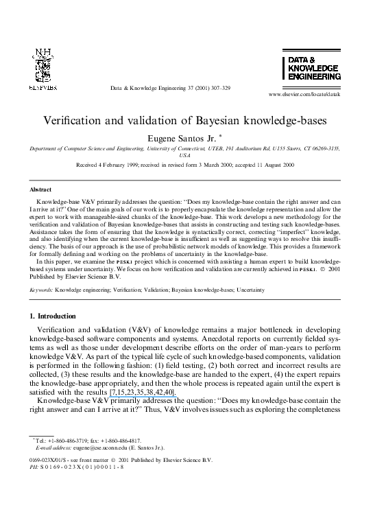 (PDF) Verification and validation of Bayesian knowledge-bases