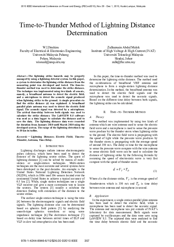 (PDF) Time-to-thunder method of lightning distance determination
