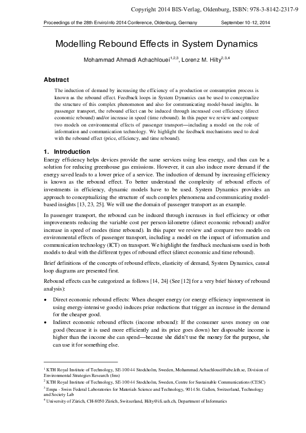 (PDF) Modelling Rebound Effects in System Dynamics