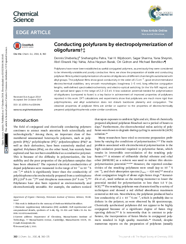 (PDF) Conducting polyfurans by electropolymerization of oligofurans