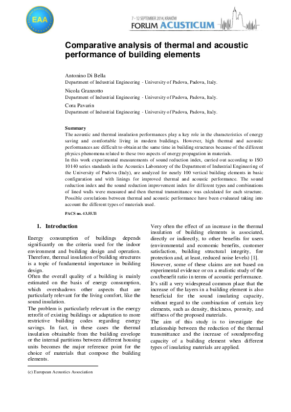 (PDF) Comparative analysis of thermal and acoustic performance of ...