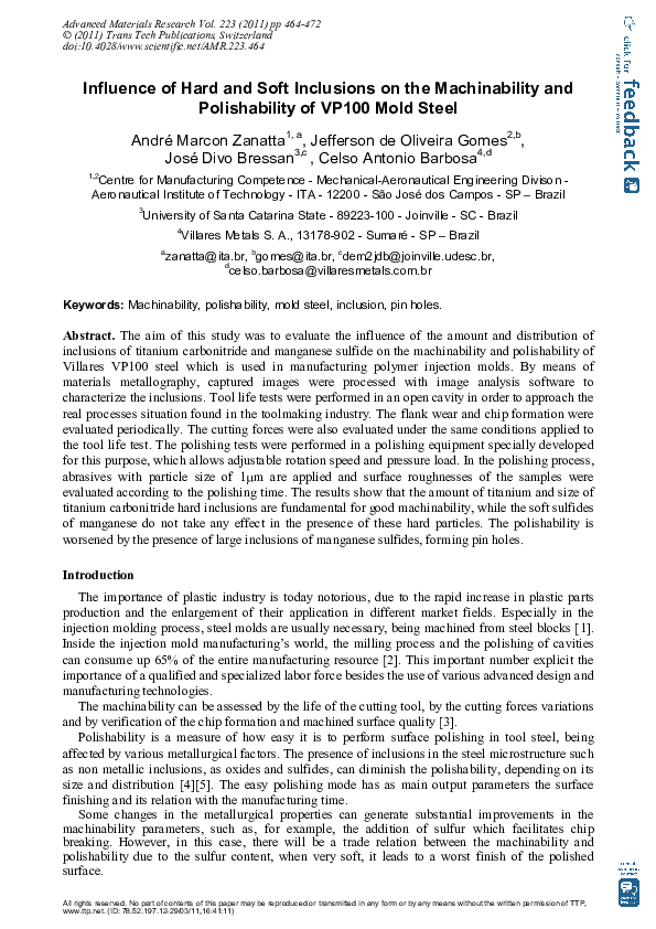 (PDF) Influence of Hard and Soft Inclusions on the Machinability and ...