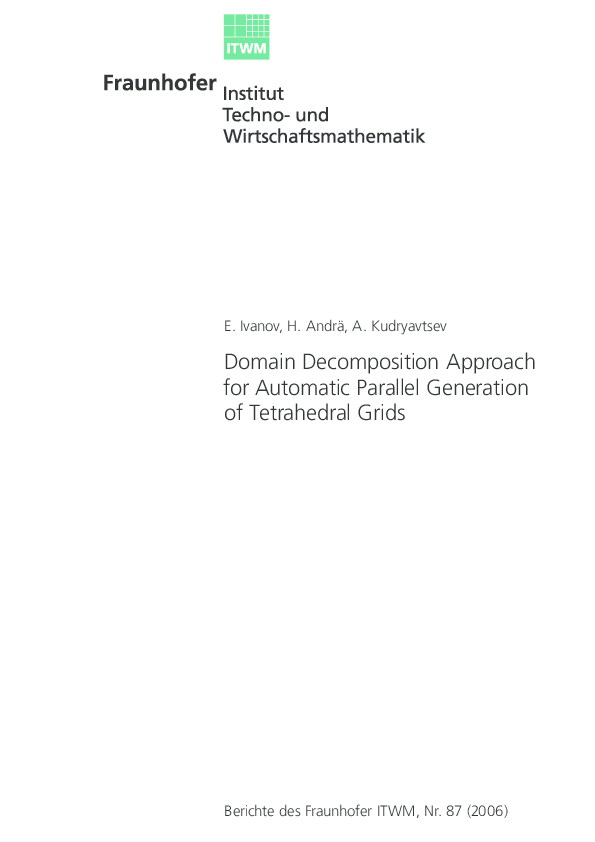 Pdf Automatic Parallel Generation Of Tetrahedral Grids By Using A Domain Decomposition Approach
