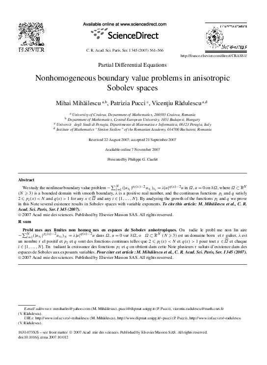 (PDF) Nonhomogeneous boundary value problems in anisotropic Sobolev spaces