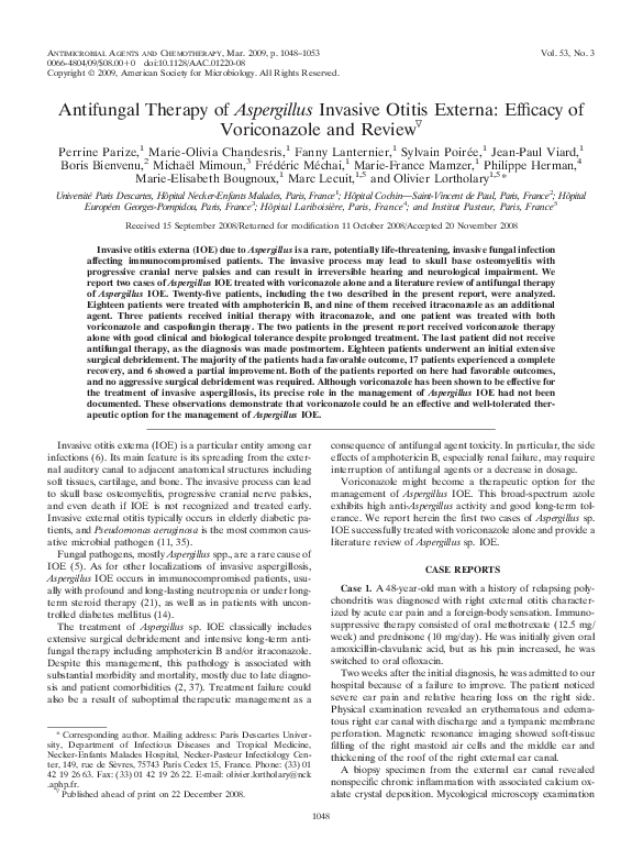 (PDF) Antifungal Therapy of Aspergillus Invasive Otitis Externa ...