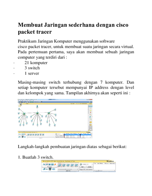 (DOC) Membuat Jaringan sederhana dengan cisco packet tracer