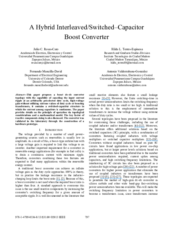 (PDF) A hybrid interleaved/switched-capacitor boost converter