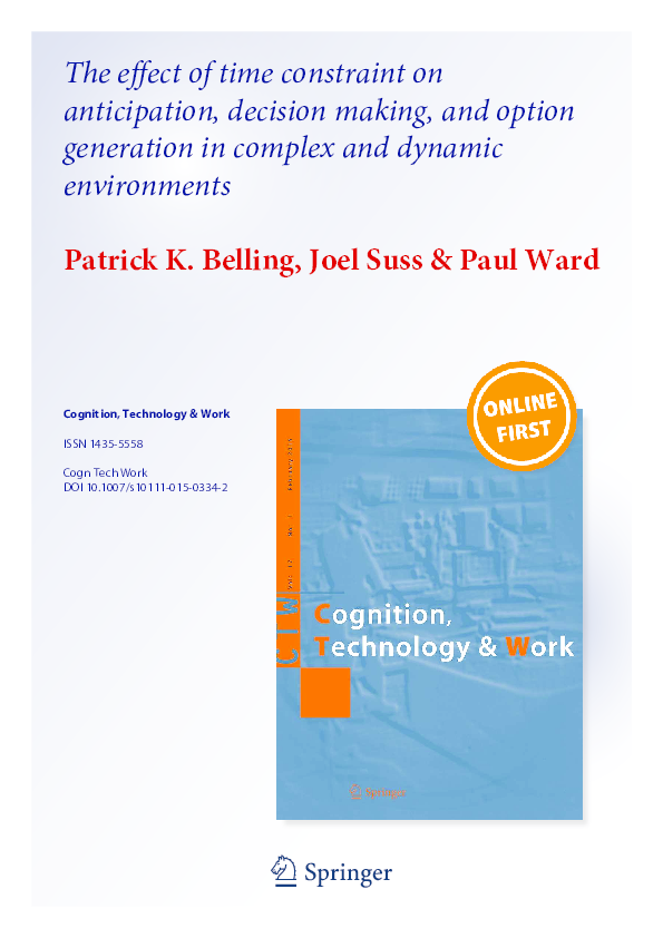 (PDF) The effect of time constraint on anticipation, decision making ...