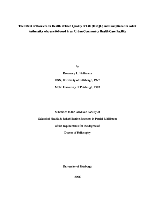 (PDF) The Effects of Barriers on Health Related Quality of Life (HRQL ...