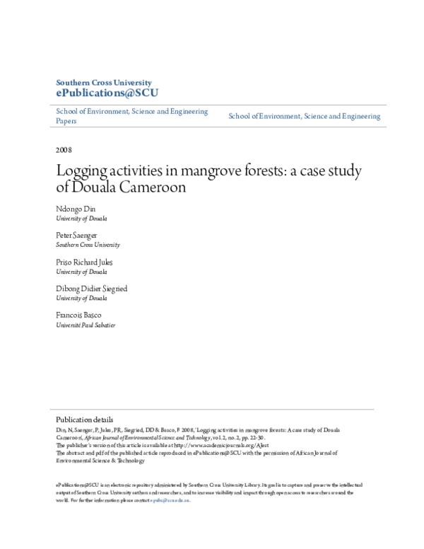 (PDF) Logging activities in mangrove forests: a case study of Douala ...