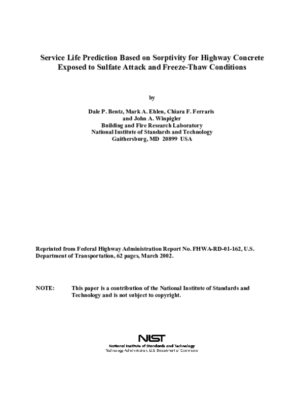 (PDF) Service life prediction based on sorptivity for highway concrete ...