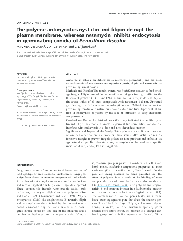 (PDF) The polyene antimycotics nystatin and filipin disrupt the plasma ...