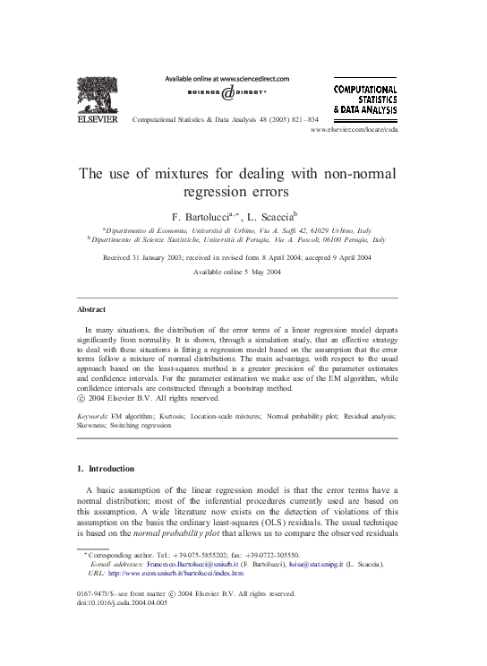 (PDF) The use of mixtures for dealing with non-normal regression errors