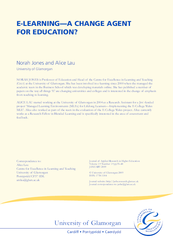 (PDF) E-learning – a change agent for education?