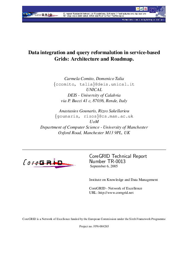 (PDF) Data Integration and Query Reformulation in Service-Based Grids