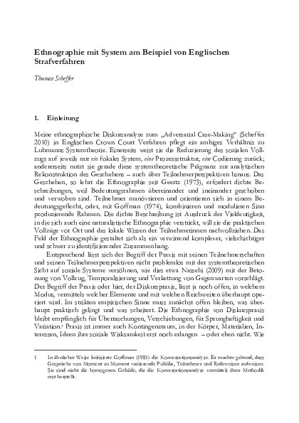 (PDF) Ethnographie mit System am Beispiel von Englischen Strafverfahren ...