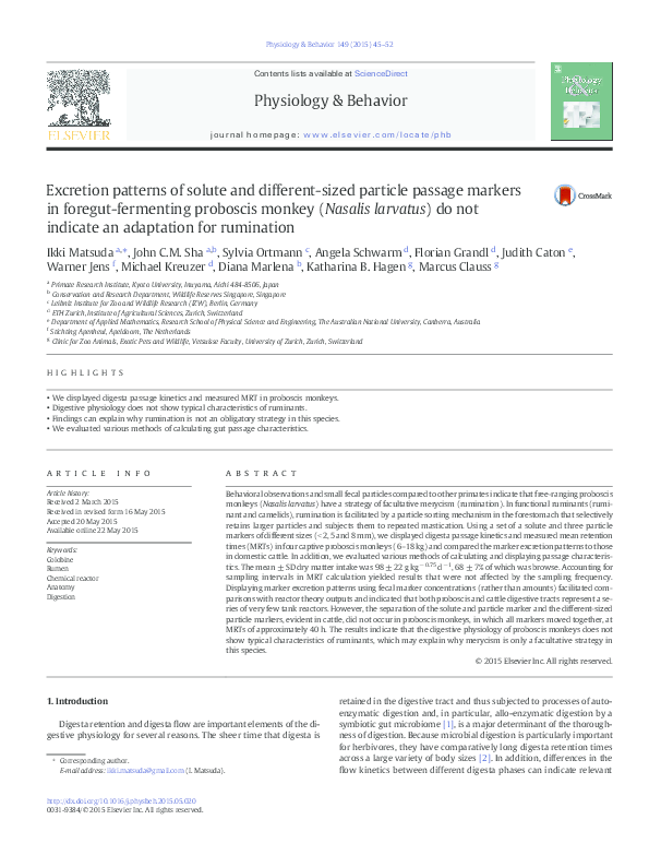 (PDF) Excretion patterns of solute and different-sized particle passage ...