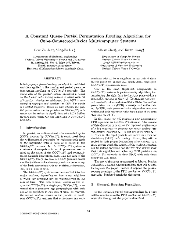 Pdf A Constant Queue Partial Permutation Routing Algorithm For Cube Connected Cycles 8123