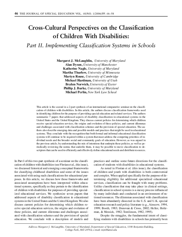 (PDF) Cross-Cultural Perspectives on the Classification of Children ...