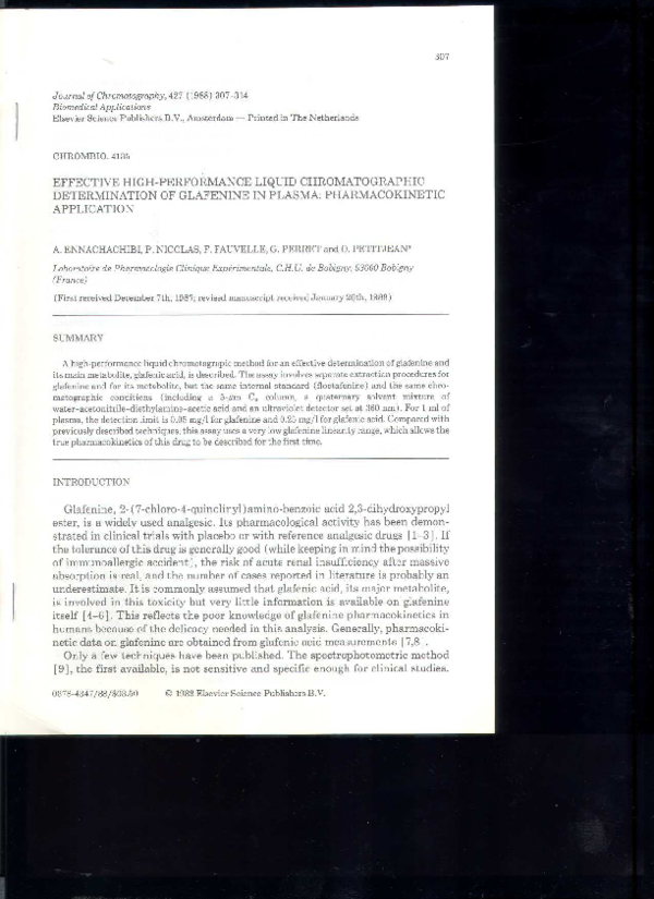 (PDF) Effective high-performance liquid chromatographic determination of glafenine in plasma ...