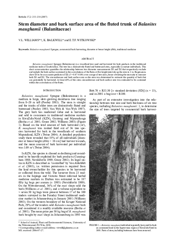 (PDF) Stem diameter and bark surface area of the fluted trunk of ...