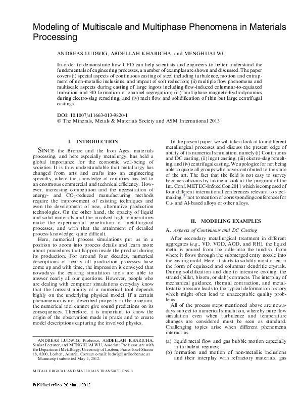 (PDF) Modeling of Multiscale and Multiphase Phenomena in Materials ...