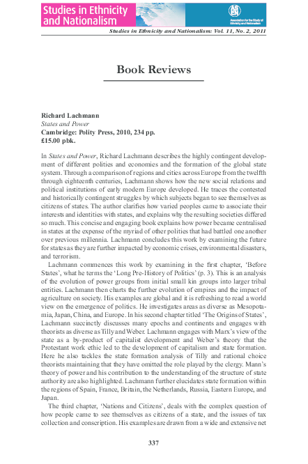 (PDF) Richard Lachmann States and Power Cambridge: Polity Press, 2010 ...