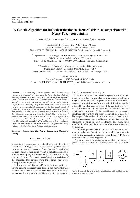 (PDF) A genetic algorithm for fault identification in electrical drives: a comparison with neuro ...