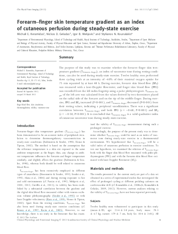 (PDF) Forearm-finger skin temperature gradient as an index of cutaneous ...