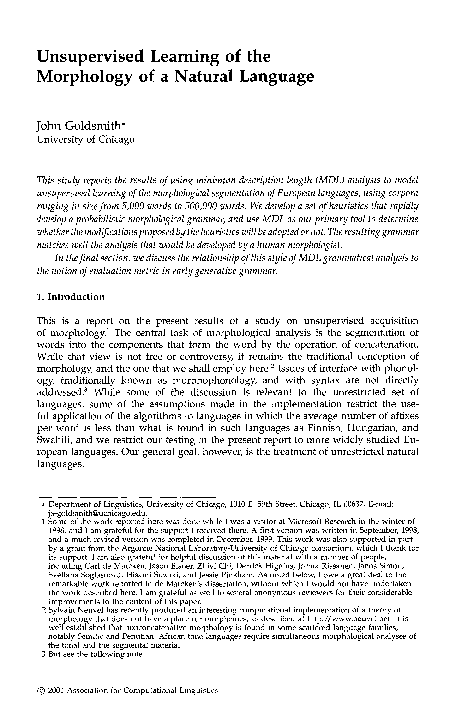 (PDF) Unsupervised Learning of the Morphology of a Natural Language