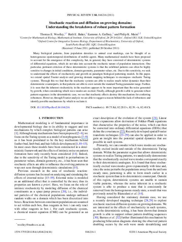 (PDF) Stochastic reaction and diffusion on growing domains ...