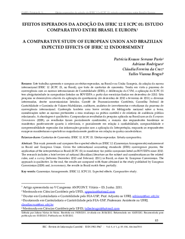 (PDF) A COMPARATIVE STUDY OF EUROPEAN UNION AND BRAZILIAN EXPECTED ...