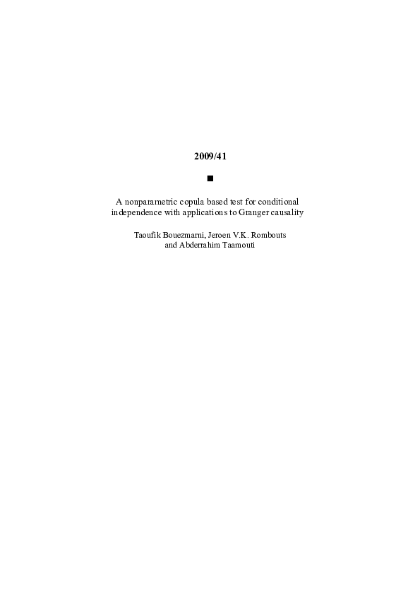 Pdf Nonparametric Copula Based Test For Conditional Independence With Applications To Granger