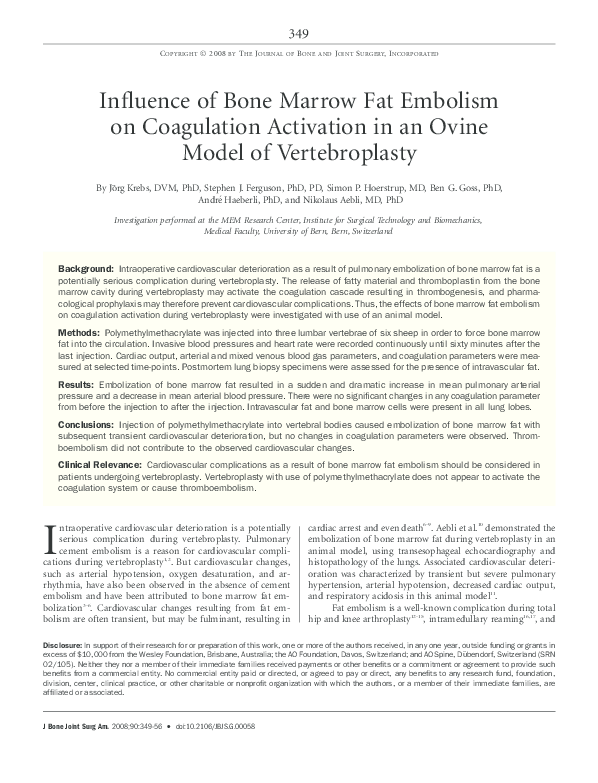 (PDF) Influence of Bone Marrow Fat Embolism on Coagulation Activation ...