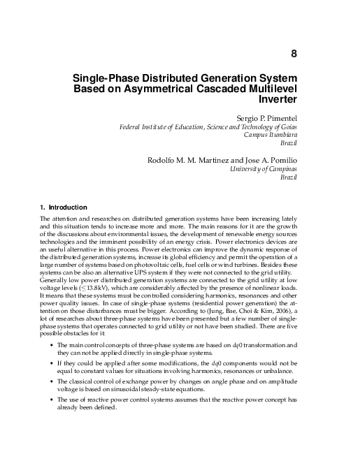 Pdf Single Phase Distributed Generation System Based On Asymmetrical Cascaded Multilevel Inverter