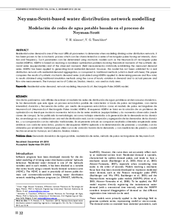 (PDF) Neyman-Scott-based water distribution network modelling
