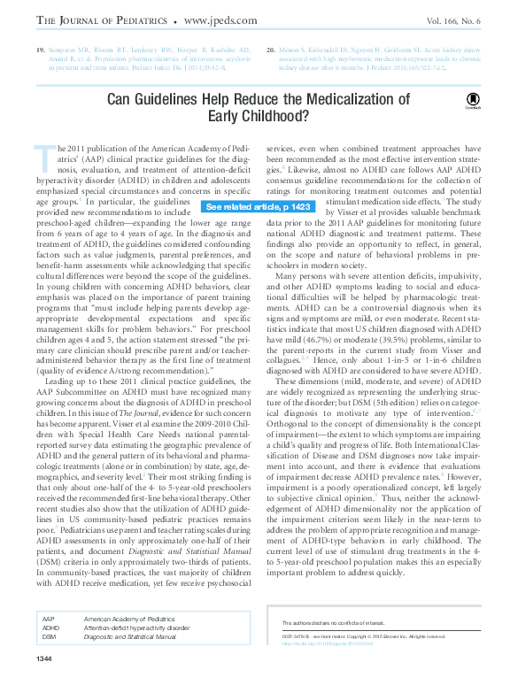 (PDF) Can Guidelines Help Reduce the Medicalization of Early Childhood?