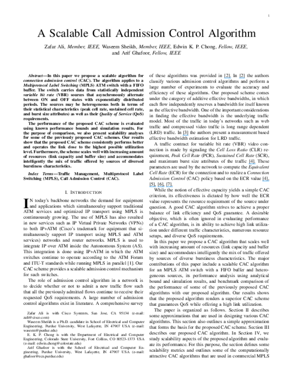 Pdf A Scalable Call Admission Control Algorithm