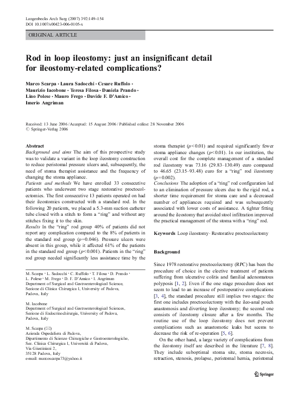 (PDF) Rod in loop ileostomy: just an insignificant detail for ileostomy ...