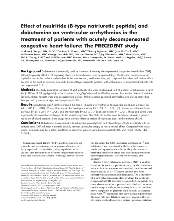 (PDF) Intravenous Nesiritide, a Natriuretic Peptide, in the Treatment ...