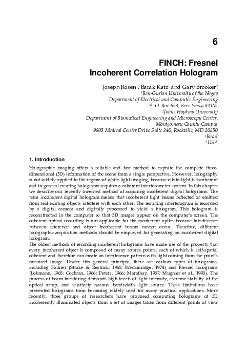 Pdf Finch Fresnel Incoherent Correlation Hologram