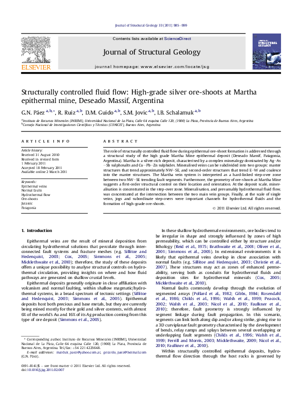 (PDF) Structurally controlled fluid flow: High-grade silver ore-shoots ...