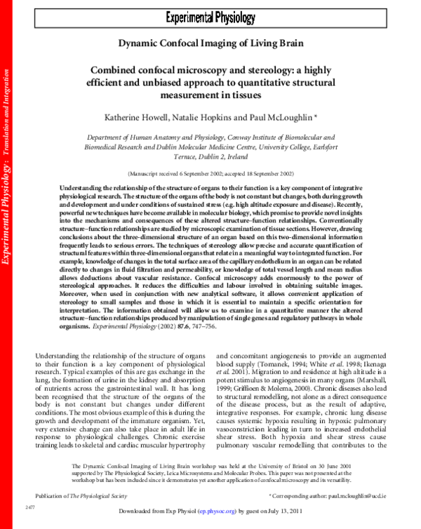 (PDF) Combined confocal microscopy and stereology: a highly efficient ...