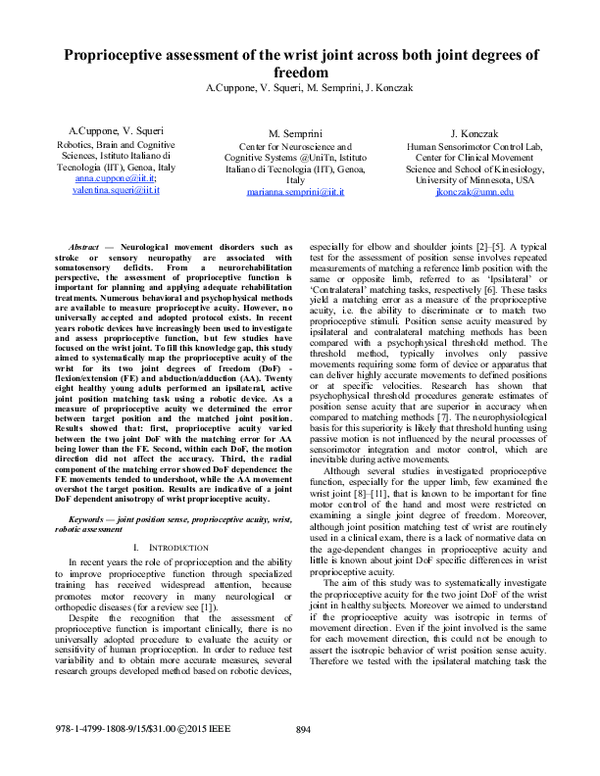 (PDF) Proprioceptive Assessment of the Wrist Joint Across Both Degrees ...