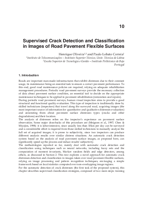 (PDF) Supervised Crack Detection and Classification in Images of Road Pavement Flexible Surfaces